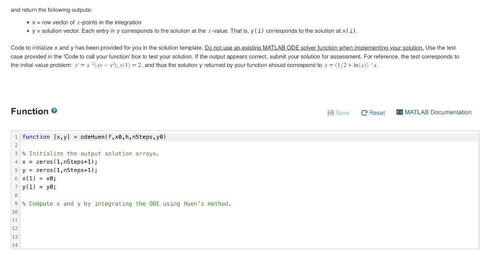 Solved Huen's Method for Numerically Integrating ODE's My | Chegg.com