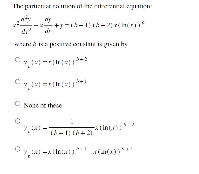 Solved The particular solution of the differential equation: | Chegg.com
