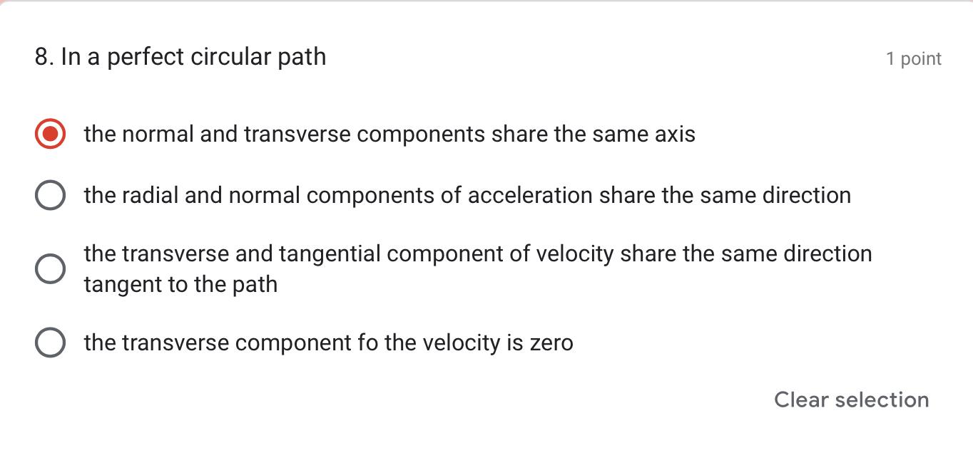 Solved 8. In a perfect circular path 1 point the normal and | Chegg.com