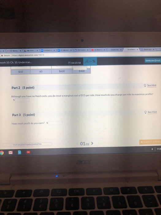 Solved omework 10: Ch. 10, Understan... 04/25/18 01 Question | Chegg.com