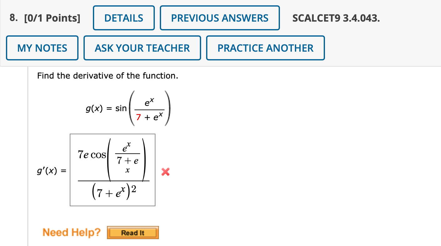 Solved 8. [0/1 Points] DETAILS PREVIOUS ANSWERS SCALCET9 | Chegg.com