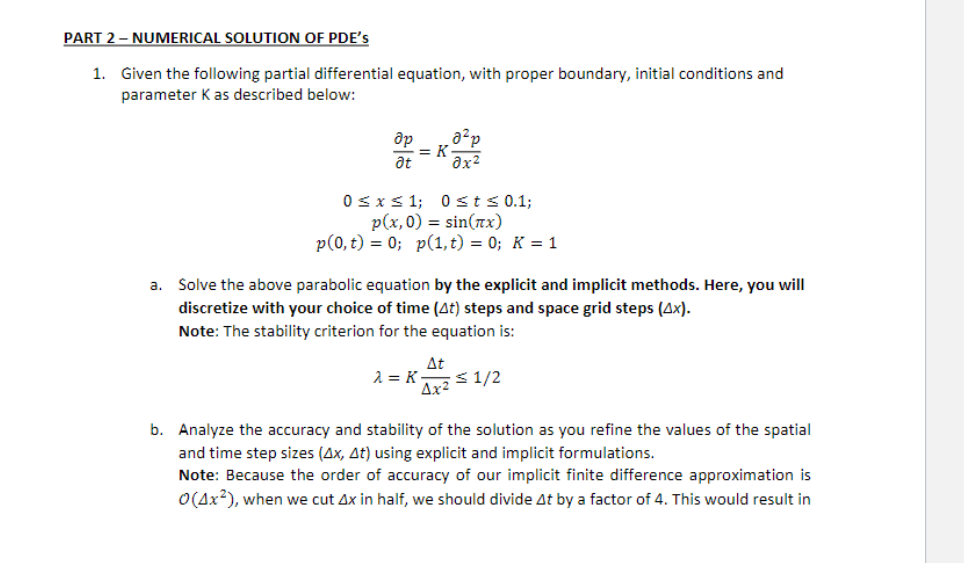 Solved 1. Given the following partial differential equation, | Chegg.com