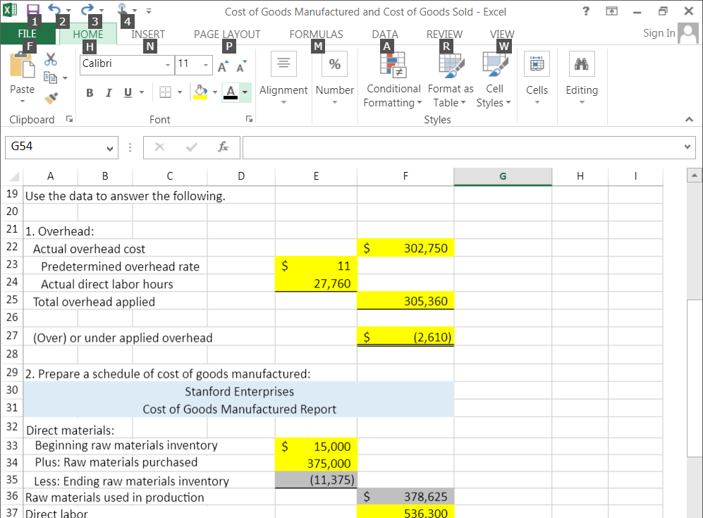 Solved Calculate and dispose of overapplied or | Chegg.com