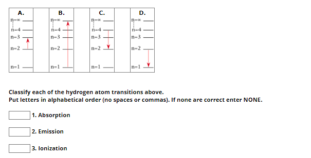 Solved Classify each of the hydrogen atom transitions | Chegg.com