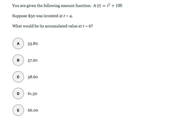 Solved You are given the following amount function: A (t) = | Chegg.com