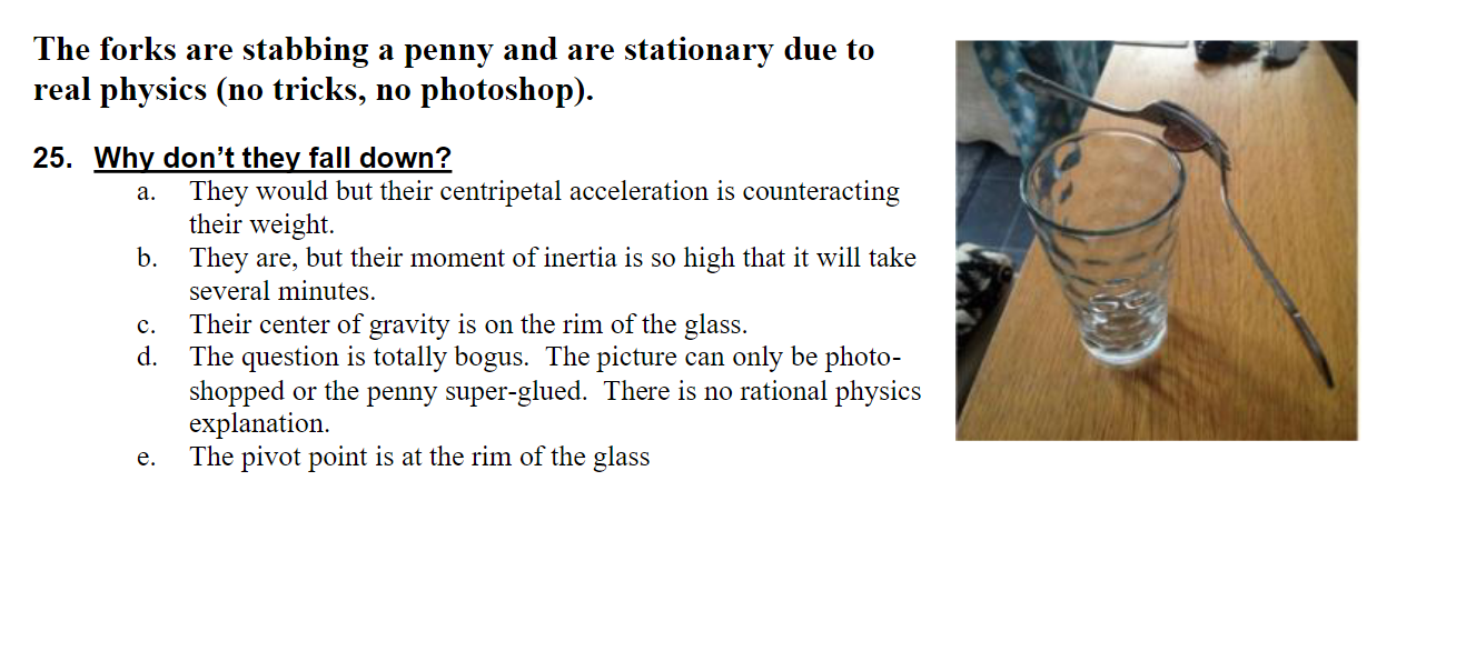 Solved The forks are stabbing a penny and are stationary due | Chegg.com