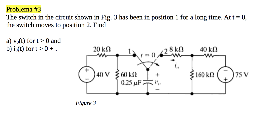 Solved: The Switch In The Circuit Shown In Fig. 3 Has Been... | Chegg.com