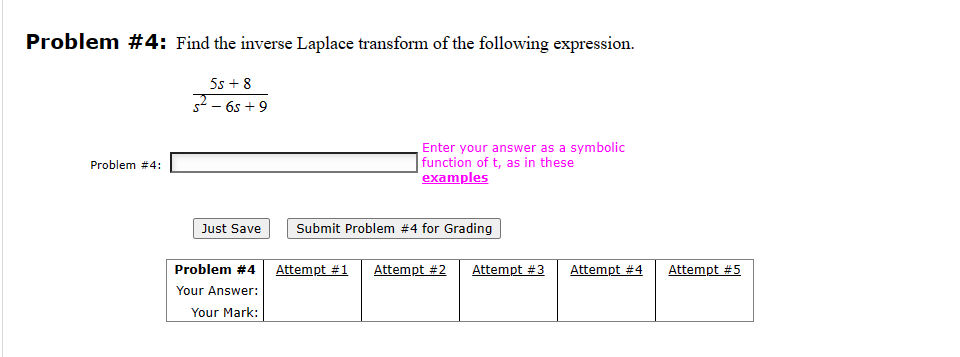 Solved Problem #4: Find the inverse Laplace transform of the | Chegg.com