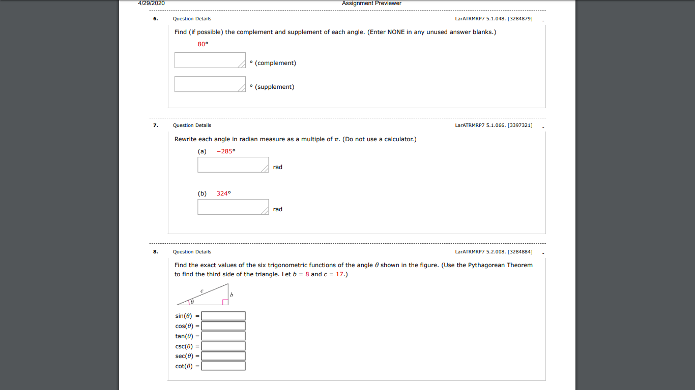 Solved 4/29/2020 Assignment Previewer 6. Question Details | Chegg.com