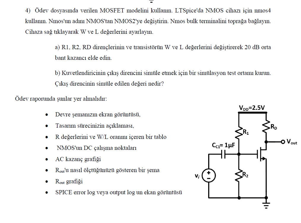 Use the MOSFET model given in the assignment file. | Chegg.com