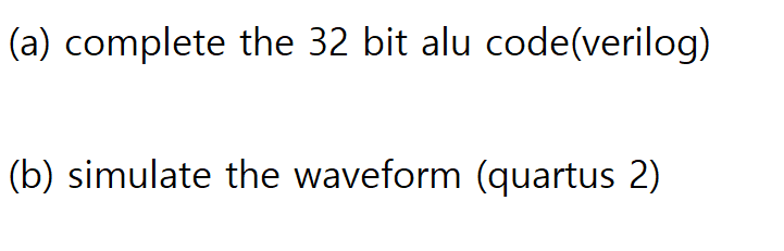 (a) complete the 32 bit alu code(verilog) (b) | Chegg.com