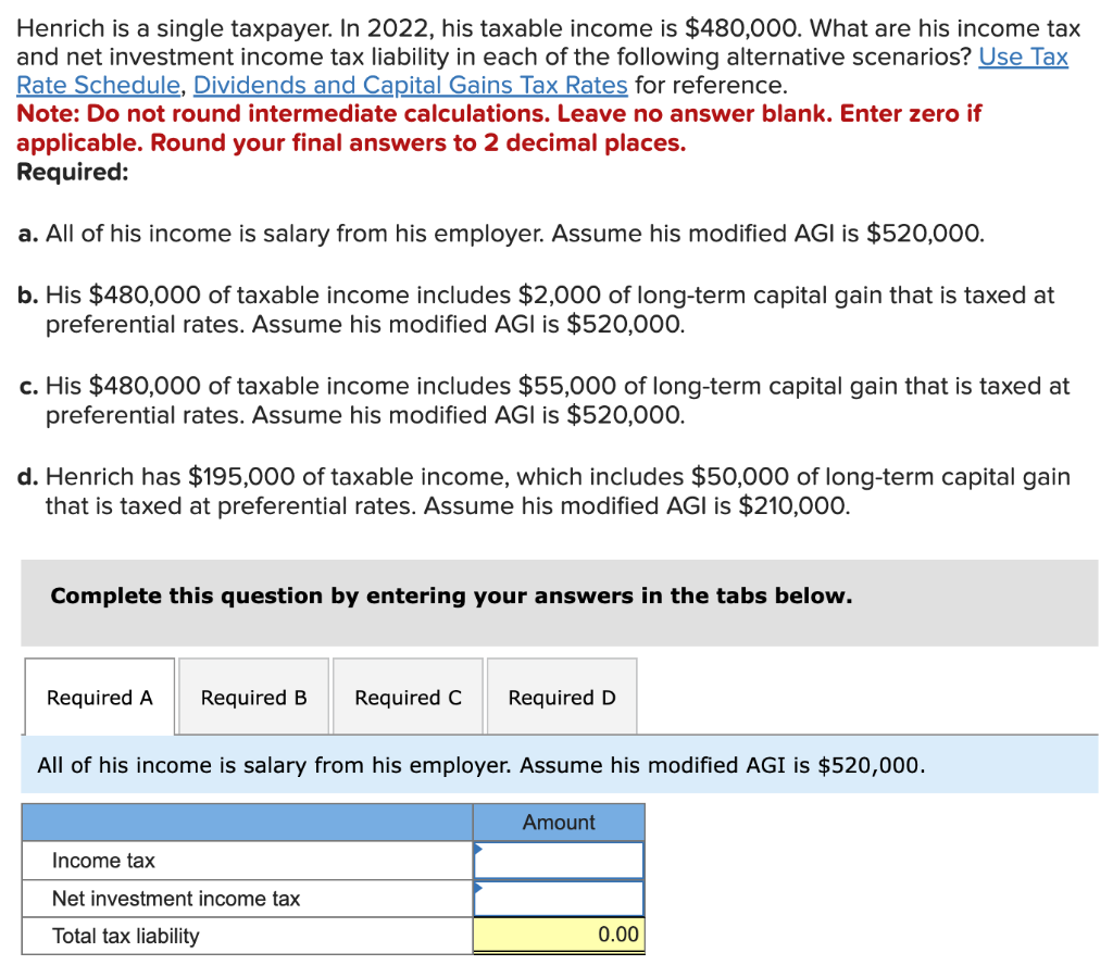 Solved Henrich is a single taxpayer. In 2022 , his taxable | Chegg.com