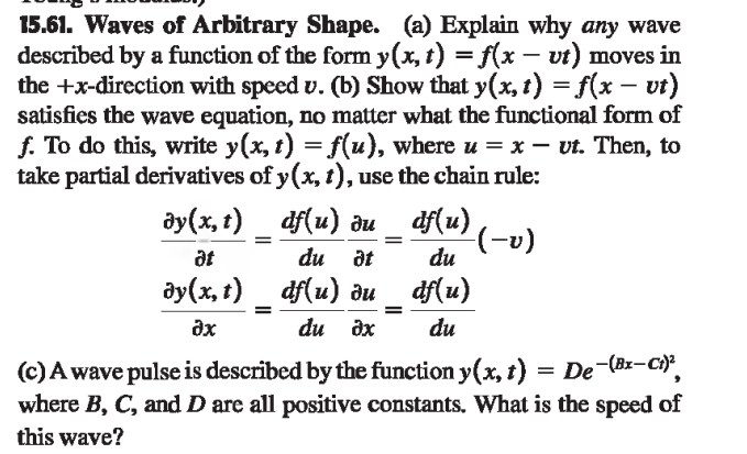Solved 15.61. Waves of Arbitrary Shape. (a) Explain why any | Chegg.com