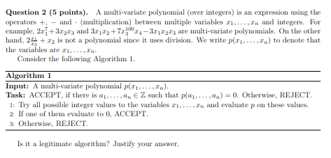 Solved Question 2 (5 points). A multi-variate polynomial | Chegg.com