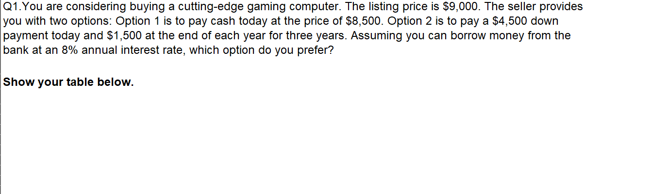 Solved Q1.You are considering buying a cutting-edge gaming | Chegg.com