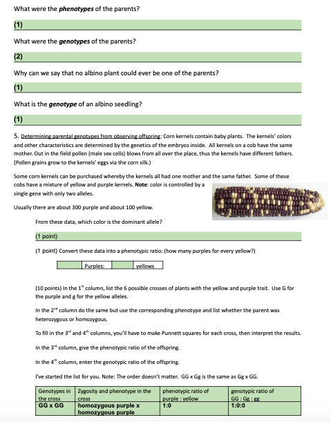 Solved What were the phenotypes of the parents? (1) What | Chegg.com