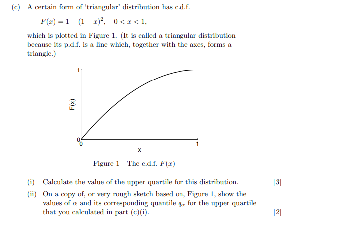 Solved (c) A certain form of 'triangular' distribution has | Chegg.com