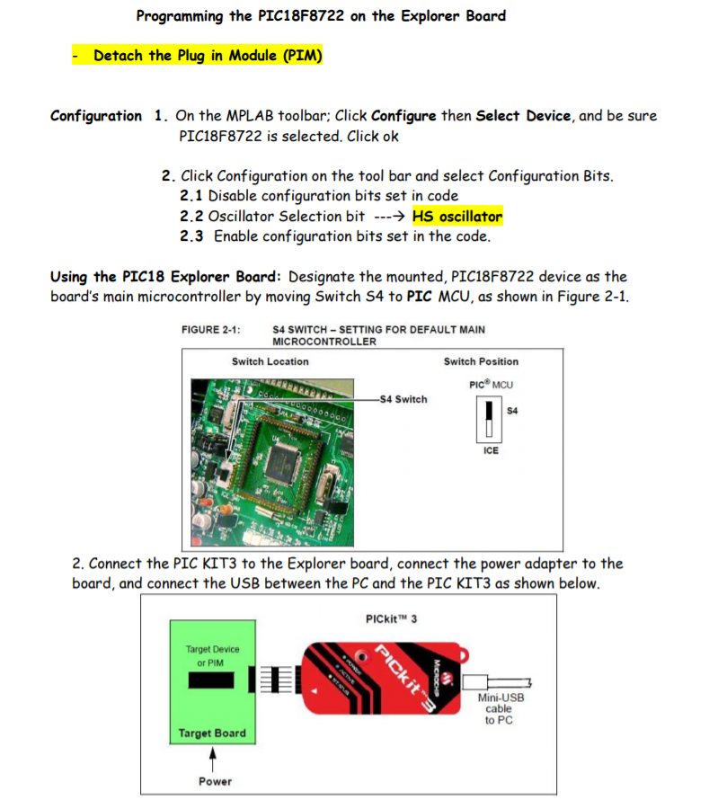 Access to input / output ports in PIC18 Explorer | Chegg.com