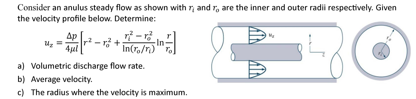 Solved Consider an anulus steady flow as shown with ri and | Chegg.com
