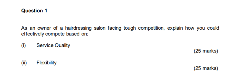 Solved Question 1 As an owner of a hairdressing salon facing | Chegg.com