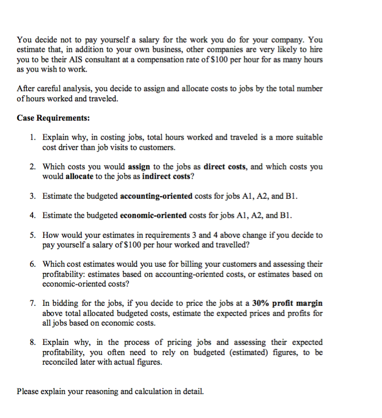 Solved ASSIGNMENT 1-A CASE: COSTING BUSINESS CONSULTING | Chegg.com
