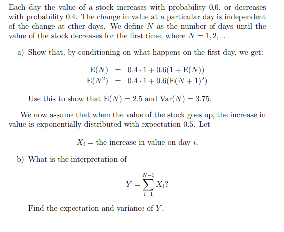 Solved Show how the formulas in a) is derived and use | Chegg.com