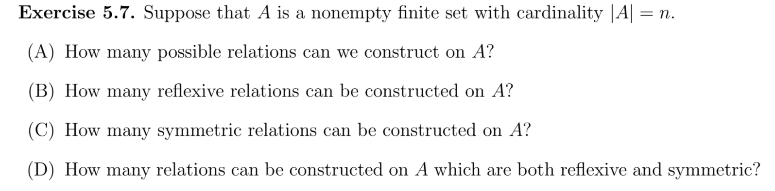 Solved Exercise 5.7. Suppose that A is a nonempty finite set | Chegg.com