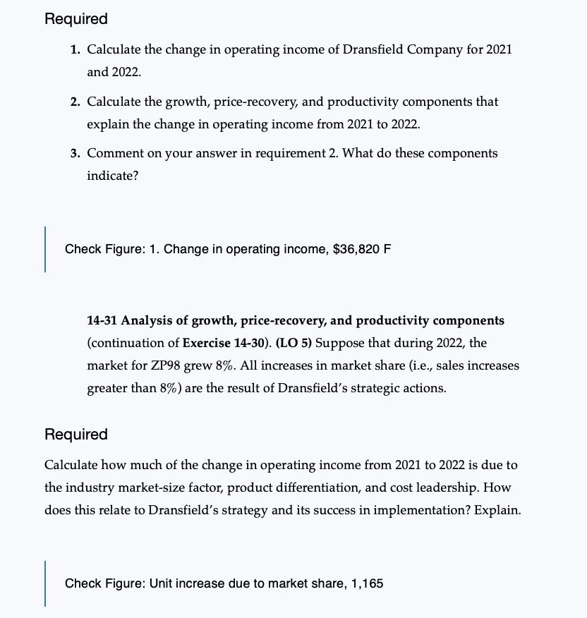 Solved 14-30 Strategic analysis of operating income. [Excel | Chegg.com