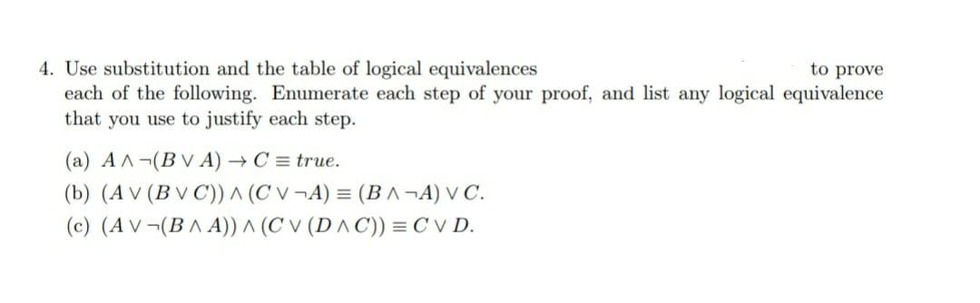 Solved 4. Use substitution and the table of logical | Chegg.com
