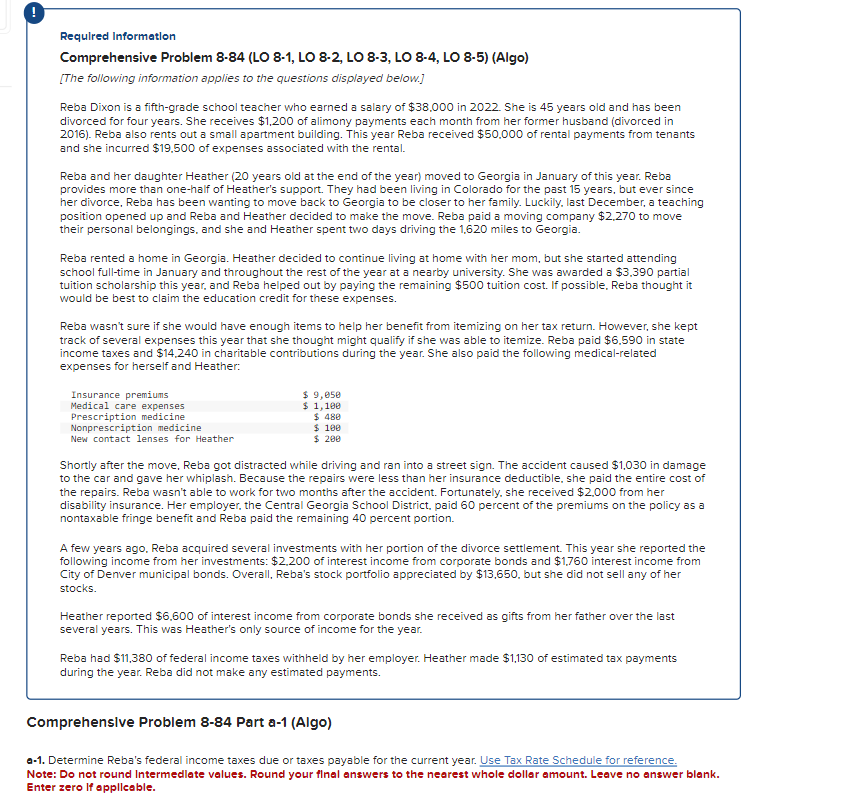 Solved Requlred Informetlon Comprehensive Problem 8-84 (LO | Chegg.com
