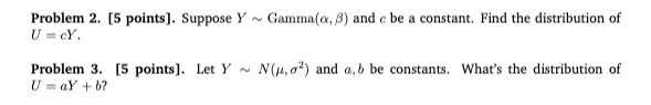 Solved Problem 2. [5 points]. Suppose \\( Y \\sim | Chegg.com