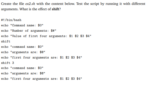 Solved Create The File Ex2 Sh With The Content Below Test