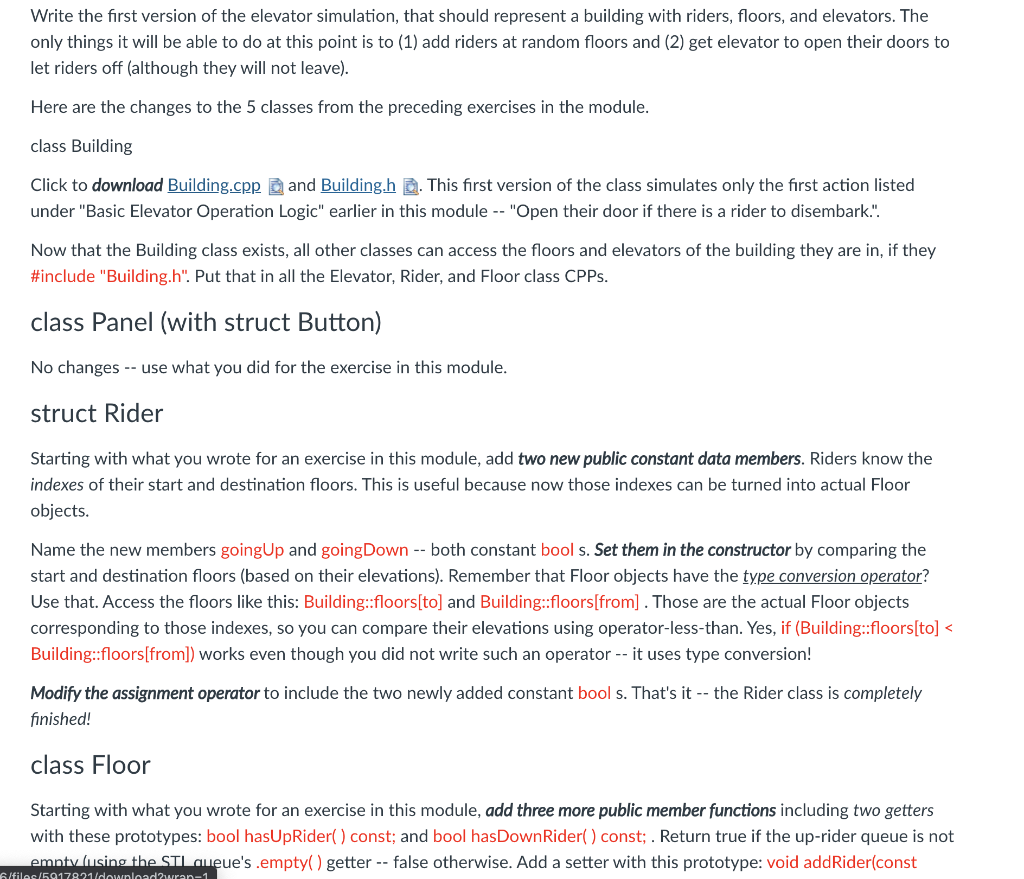 Write the first version of the elevator simulation, | Chegg.com