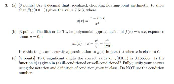 Solved 3. (a) [3 pointsl Use 4 decimal digit, idealized, | Chegg.com