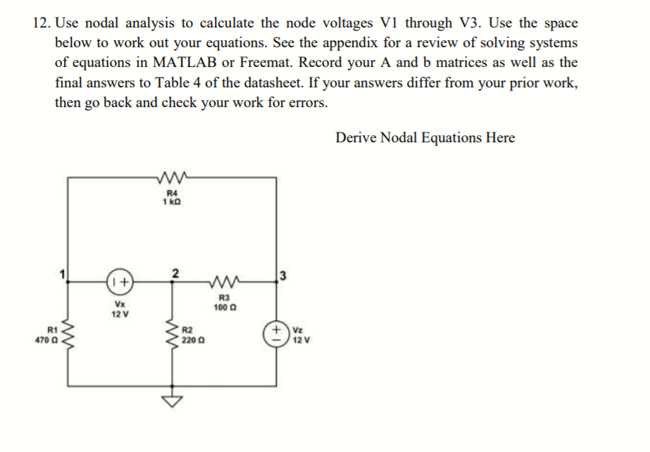 Solved 12. Use nodal analysis to calculate the node voltages | Chegg.com