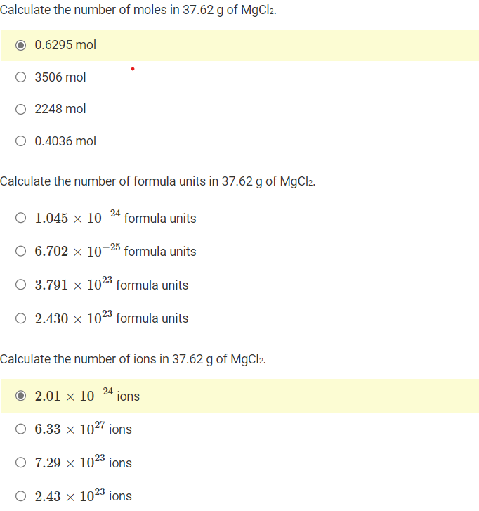 Solved Calculate the number of moles in 37.62 g of MgCl2 | Chegg.com