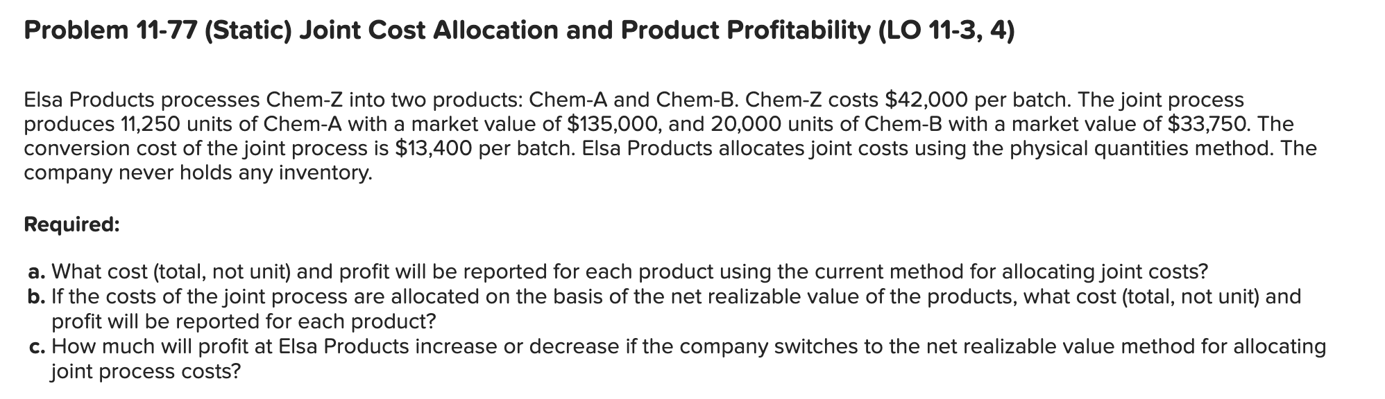 Solved Problem 11-77 (Static) Joint Cost Allocation and | Chegg.com