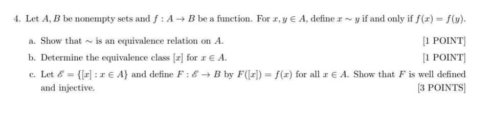 Solved 4. Let A, B be nonempty sets and f : A + B be a | Chegg.com