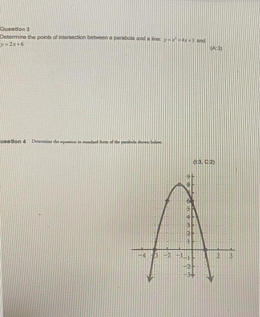 Solved Auedtion 3 Determine the points of intersection | Chegg.com