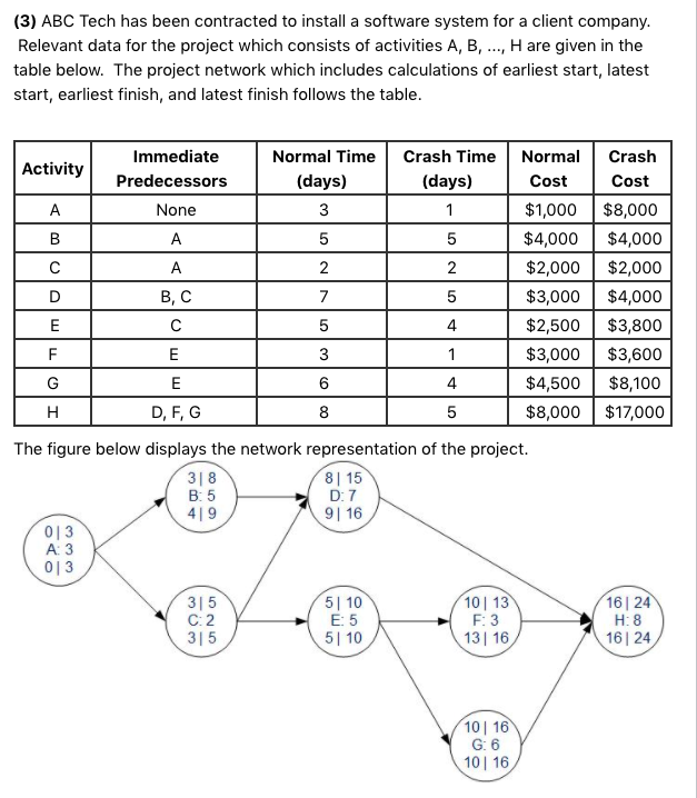 Solved (3) ABC Tech has been contracted to install a | Chegg.com