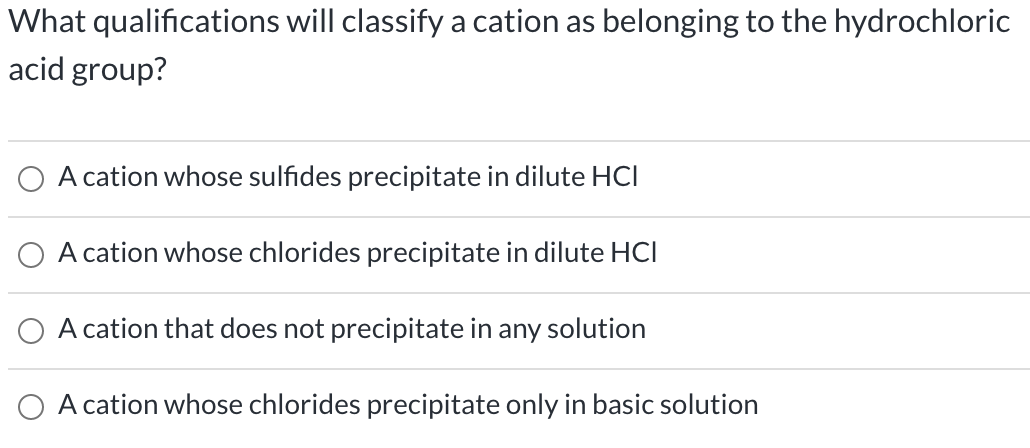 Solved What qualifications will classify a cation as | Chegg.com