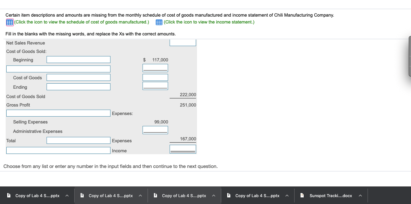 Solved Certain item descriptions and amounts are missing | Chegg.com