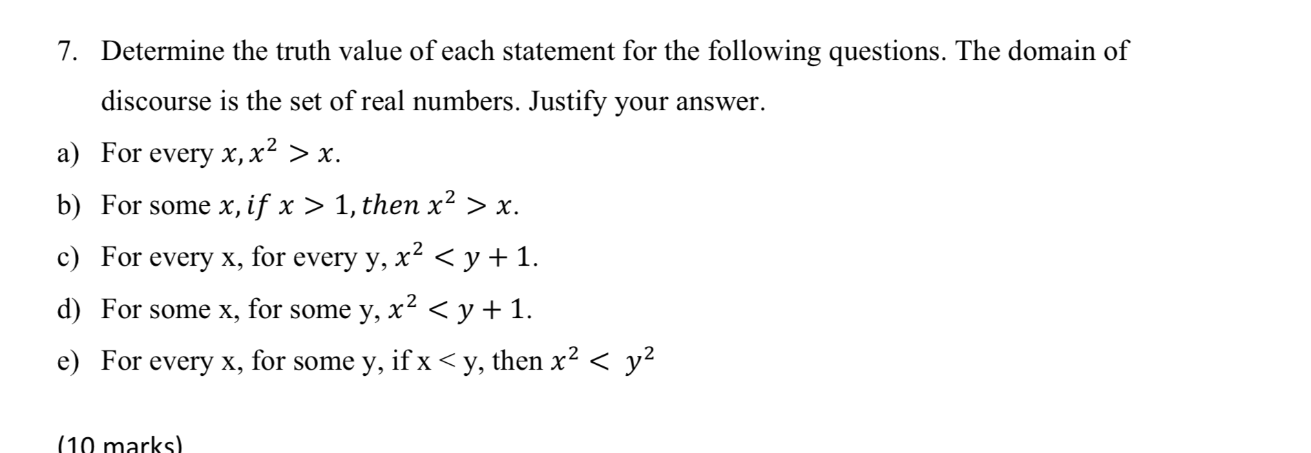 Solved 7. Determine the truth value of each statement for | Chegg.com