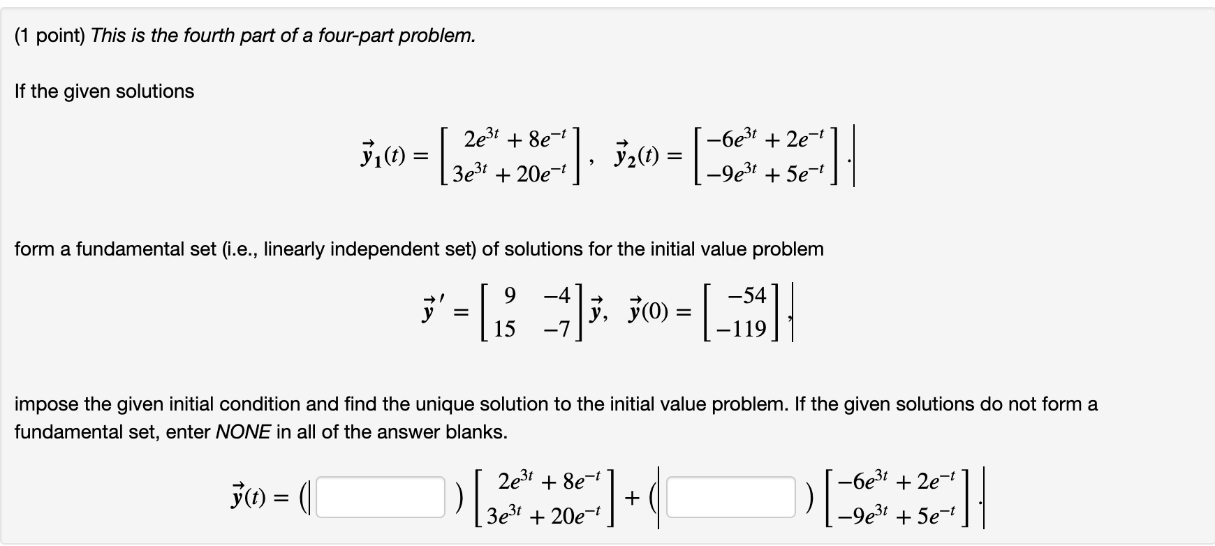Solved (1 point) This is the fourth part of a four-part | Chegg.com