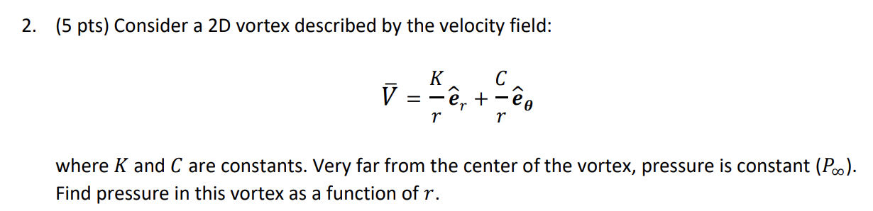 Solved 2. (5 pts) Consider a 2D vortex described by the | Chegg.com