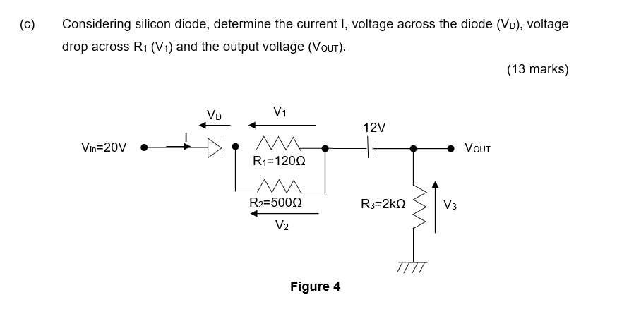Solved Considering silicon diode, determine the current I, | Chegg.com