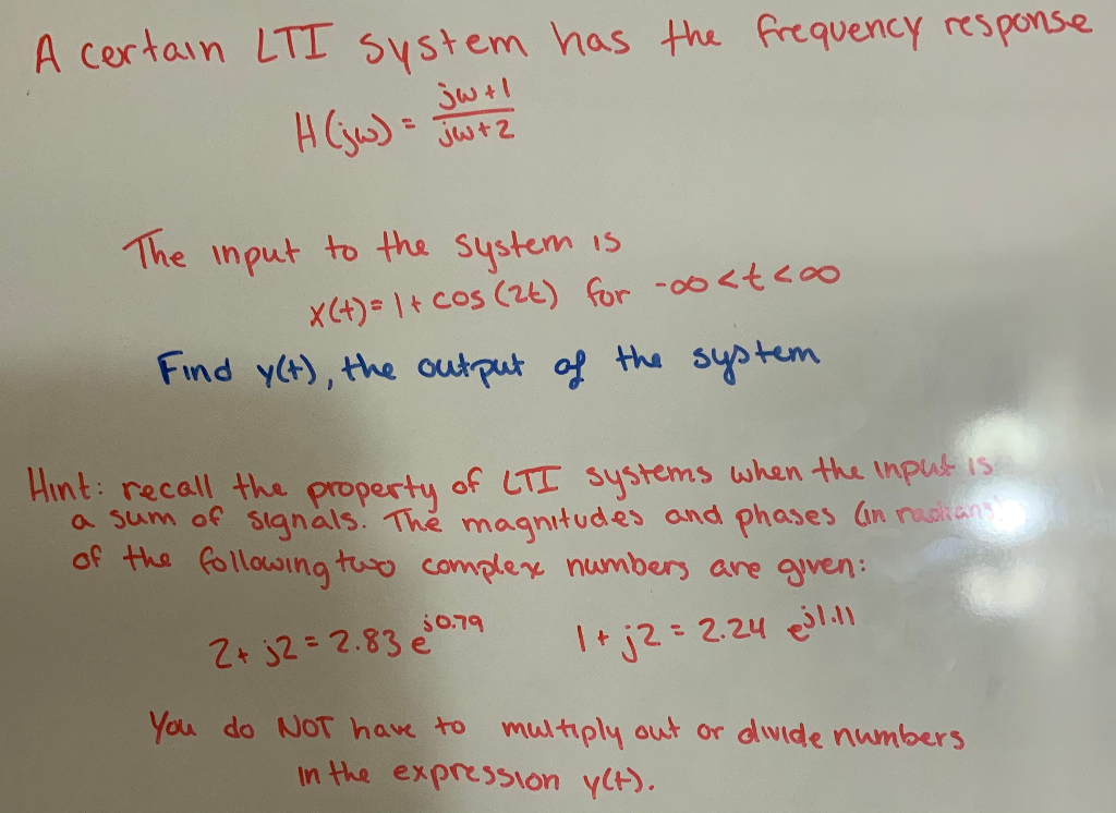 Solved A certain LTI system has the frequency response H | Chegg.com