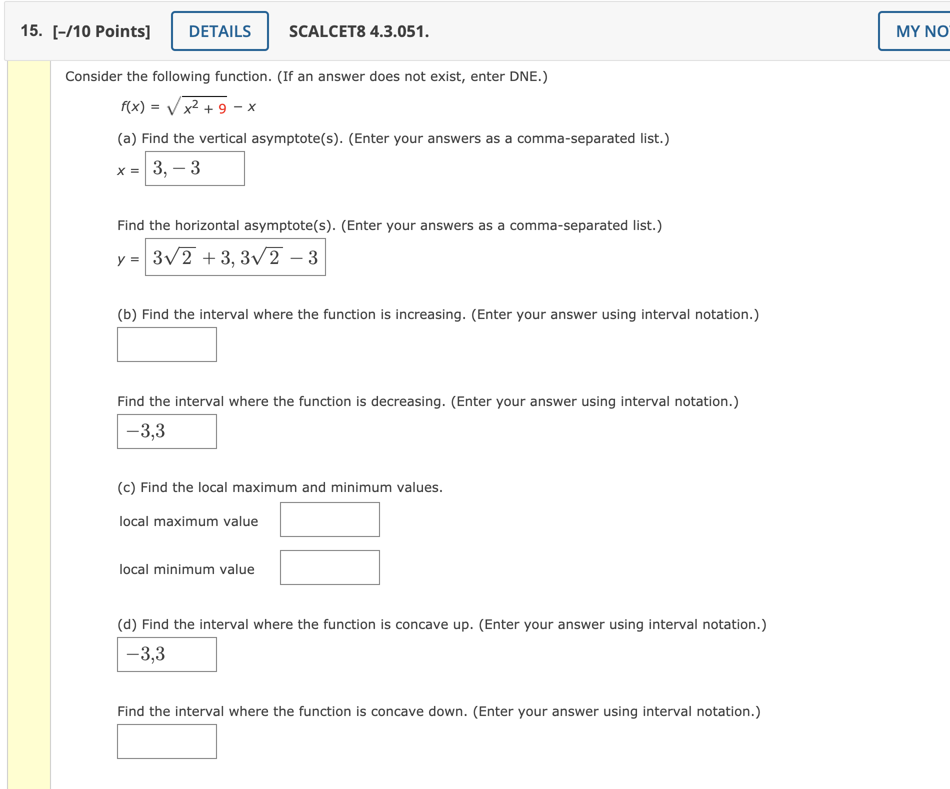 Solved 24. [0/3 Points] DETAILS PREVIOUS ANSWERS SCALCET8 | Chegg.com