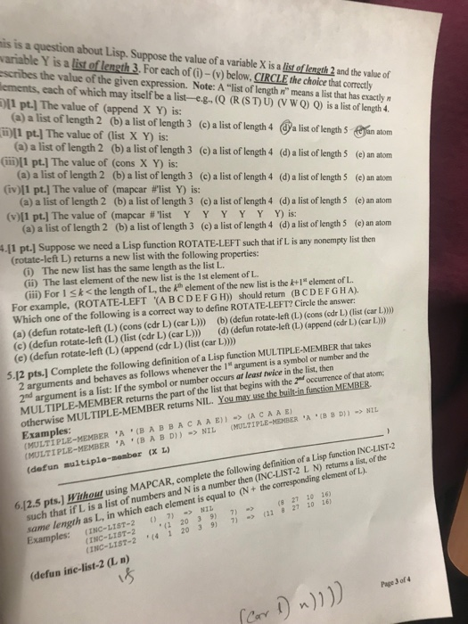 Solved is is a question about Lisp. Suppose the value of a | Chegg.com