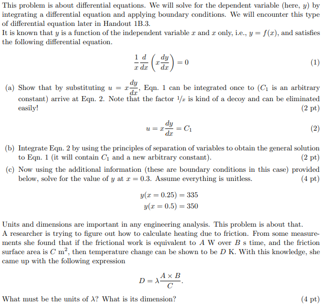 Solved This problem is about differential equations. We will | Chegg.com